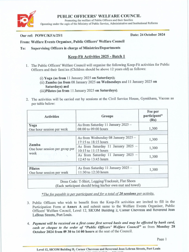 Keep-Fit Activities 2025-Batch 1 | PDF