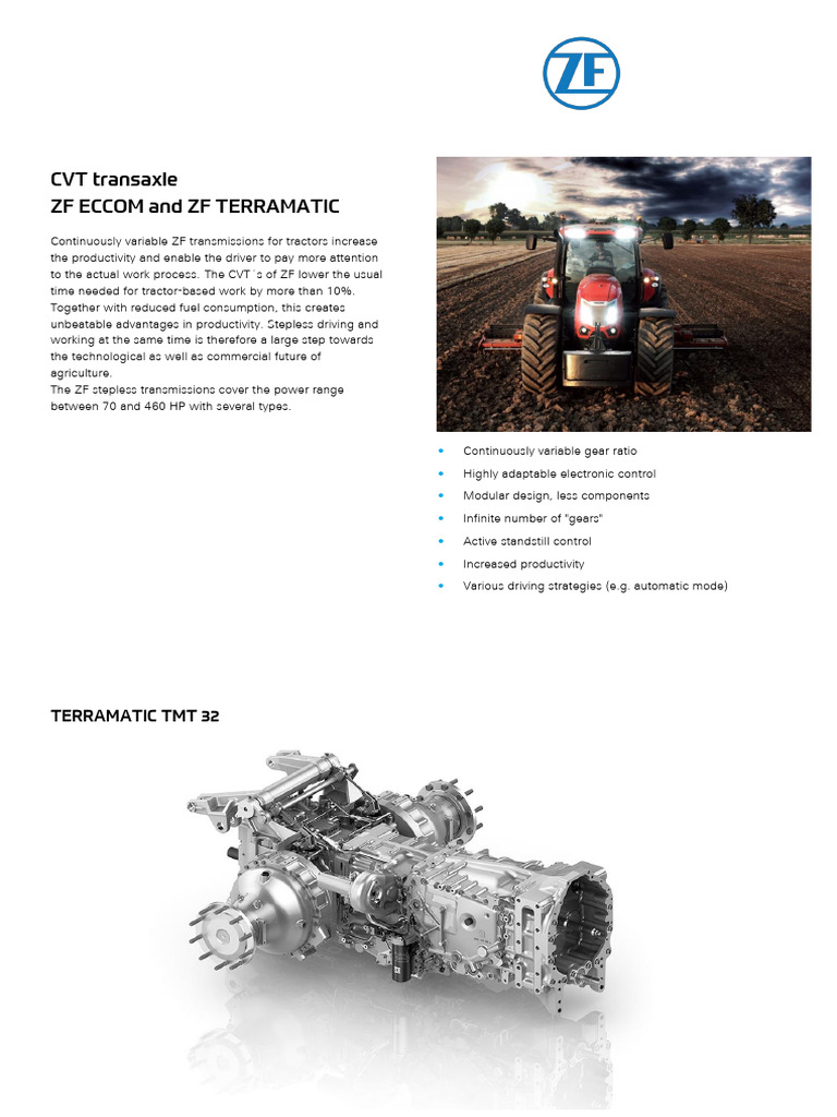 ZF CVT Transaxles for Tractors | PDF | Land Vehicles | Motor Vehicle