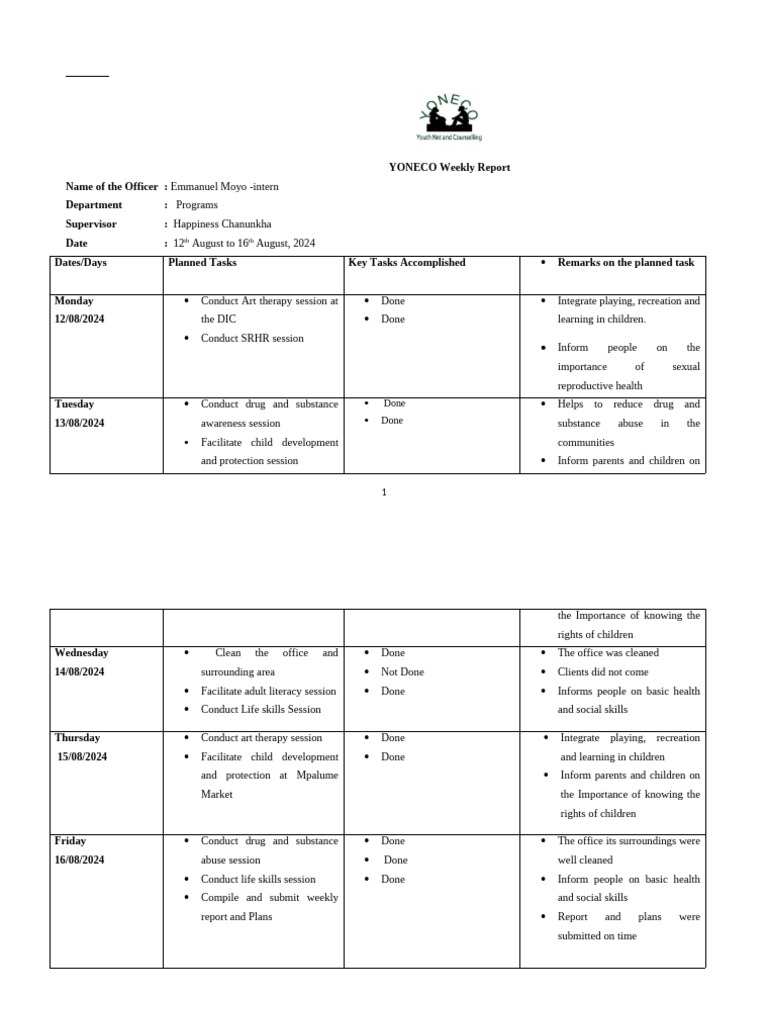 Emmanuel Moyo WEEK 2 RETURNS 2024 | PDF | Child Development | Literacy