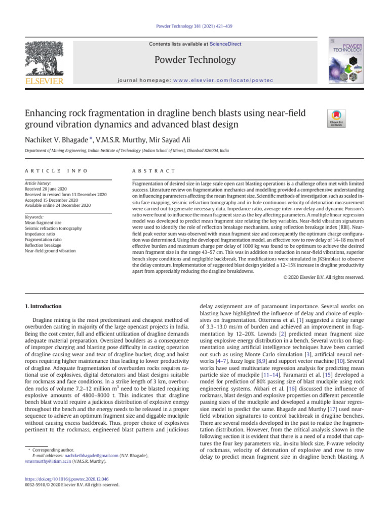 18 2021 Pt Enhancing Rock Fragmentation In Dragline Bench Blasts Using Near Field Ground