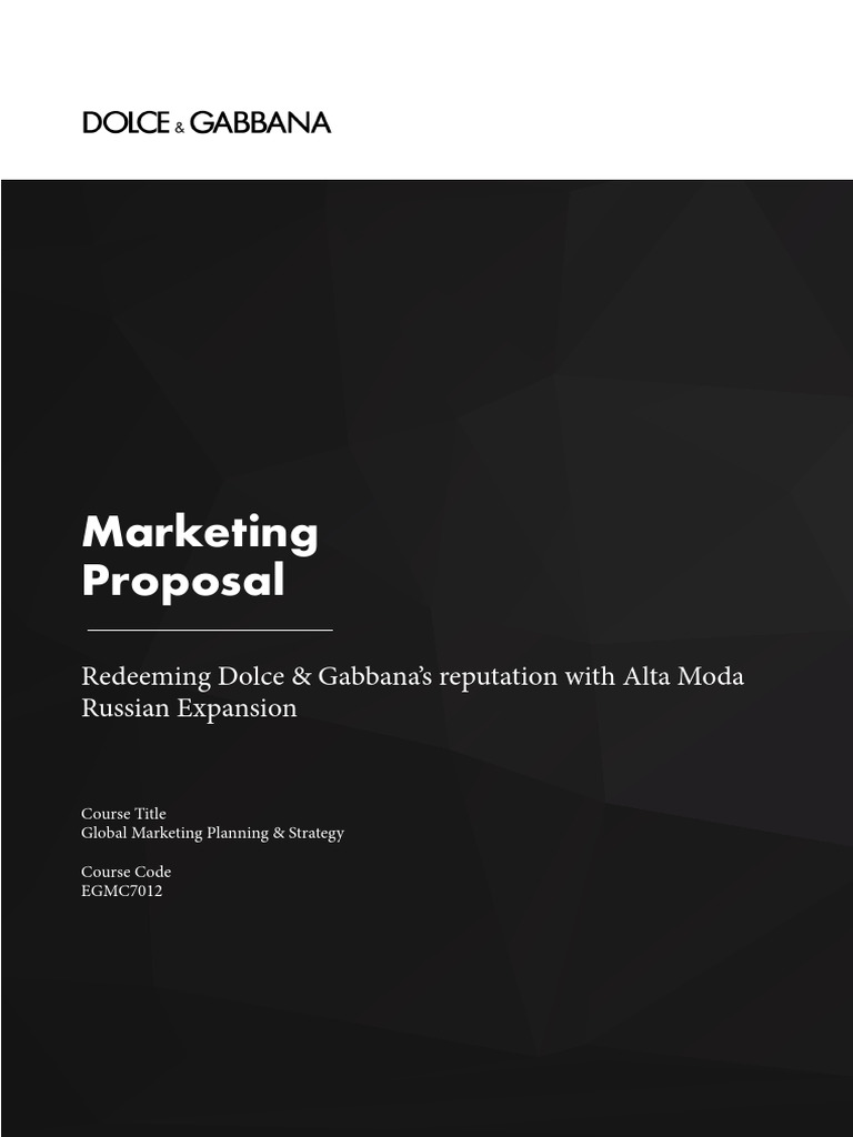 Marketing_Proposal_D_G (1) | PDF | Fashion | Marketing