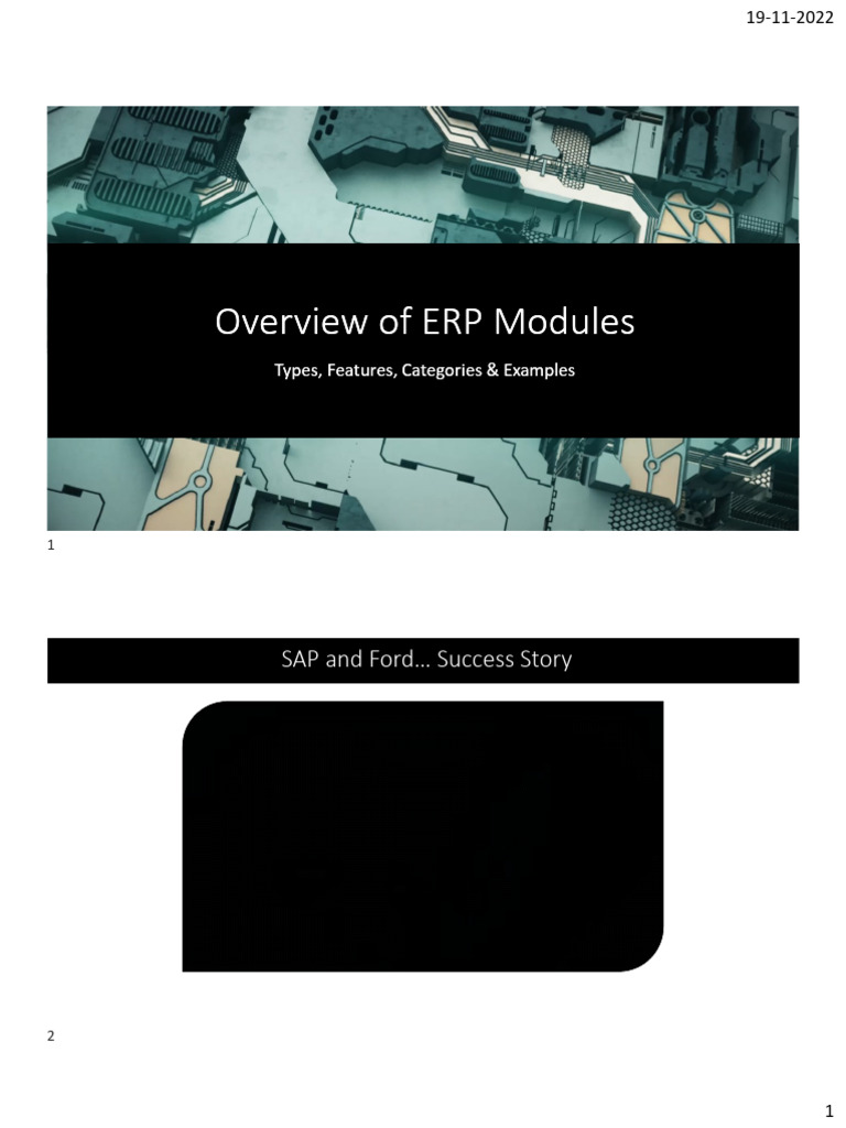 Overview of ERP Modules Overview of ERP Modules: SAP and Ford Success ...