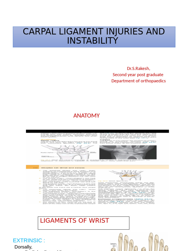 Carpal Ligament Injuries and Instability Guide | PDF | Hand | Skeletal ...