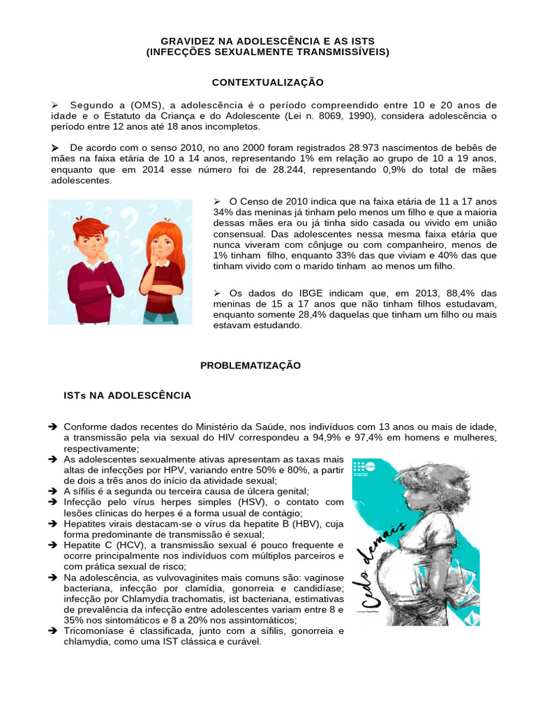 Panfleto (Gravidez na Adolescência e ISTs) | PDF | Infecção sexualmente ...