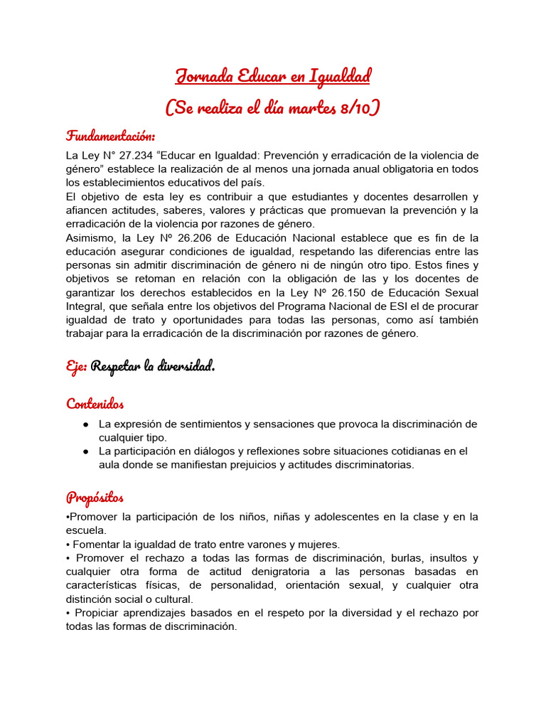 2° Ciclo. Esi. Educar en Igualdad. | PDF | Igualdad de género | Estudios de género