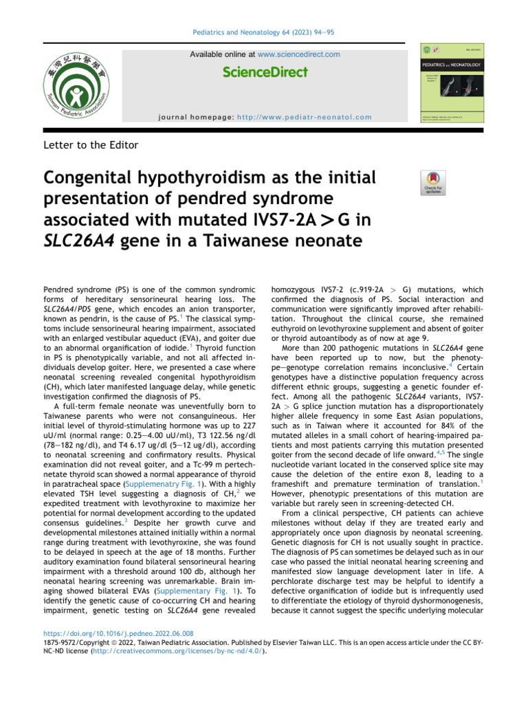 Congenital Hypothyroidism As The Initial Presentat | PDF ...