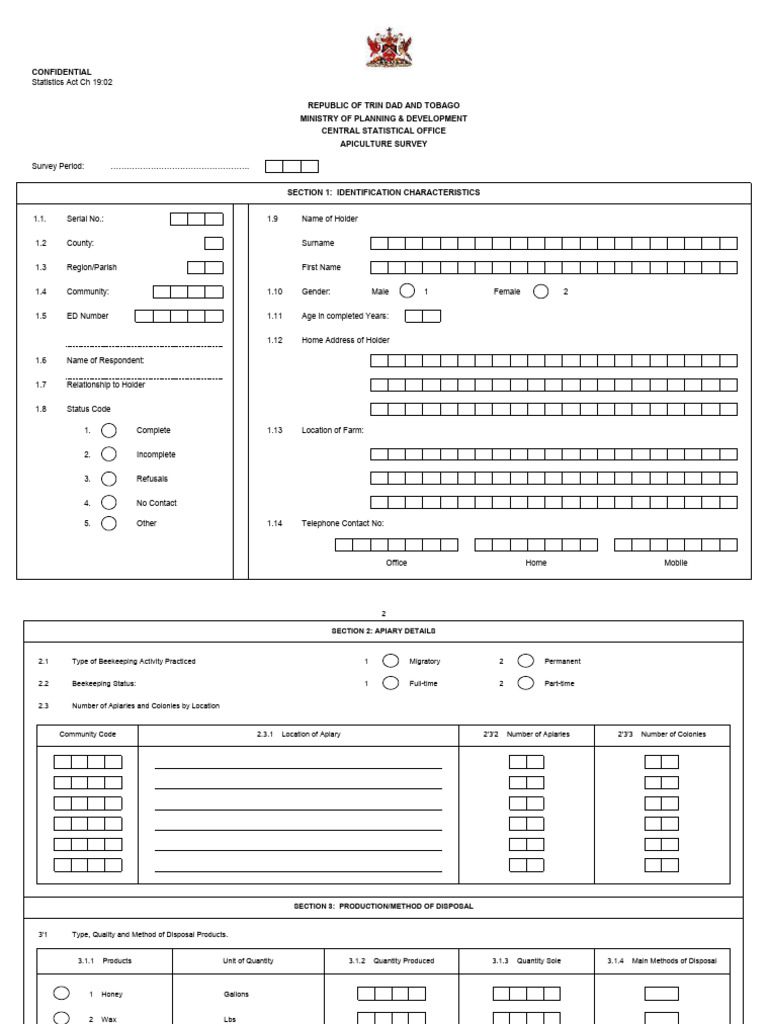 Trinidad and Tobago Apiculture Survey | PDF | Beekeeper | Beekeeping