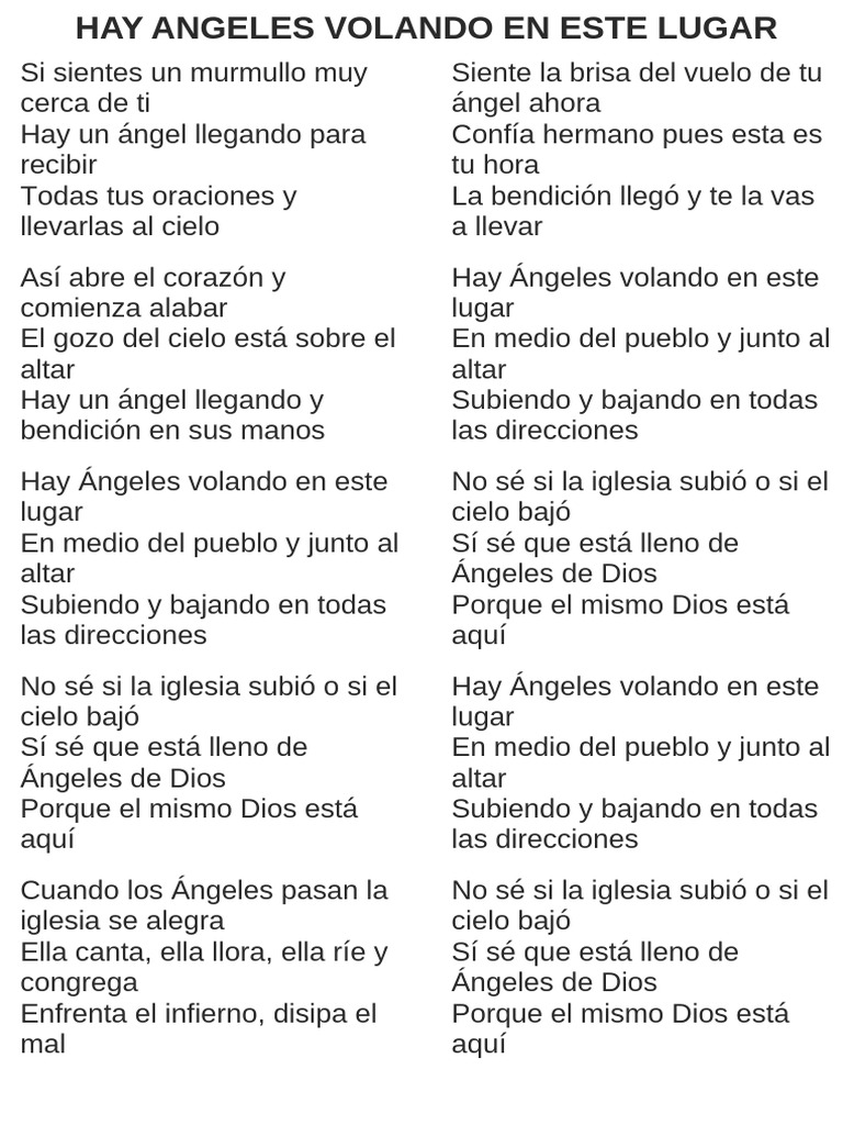 Letra de "Hay Ángeles Volando" | PDF