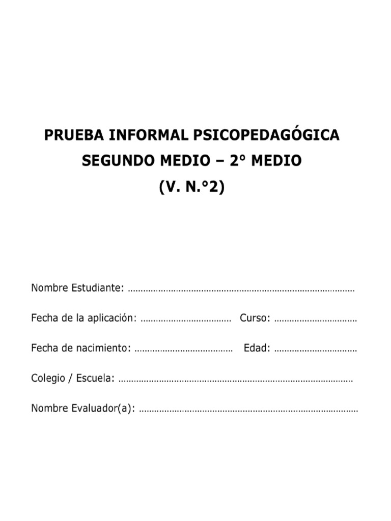 Prueba 2do Medio | PDF