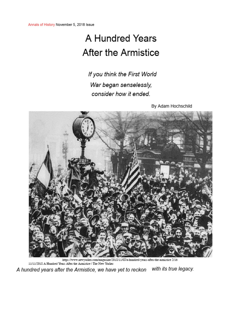 A Hundred Years After The Armistice - New Yorker Article | PDF | German ...