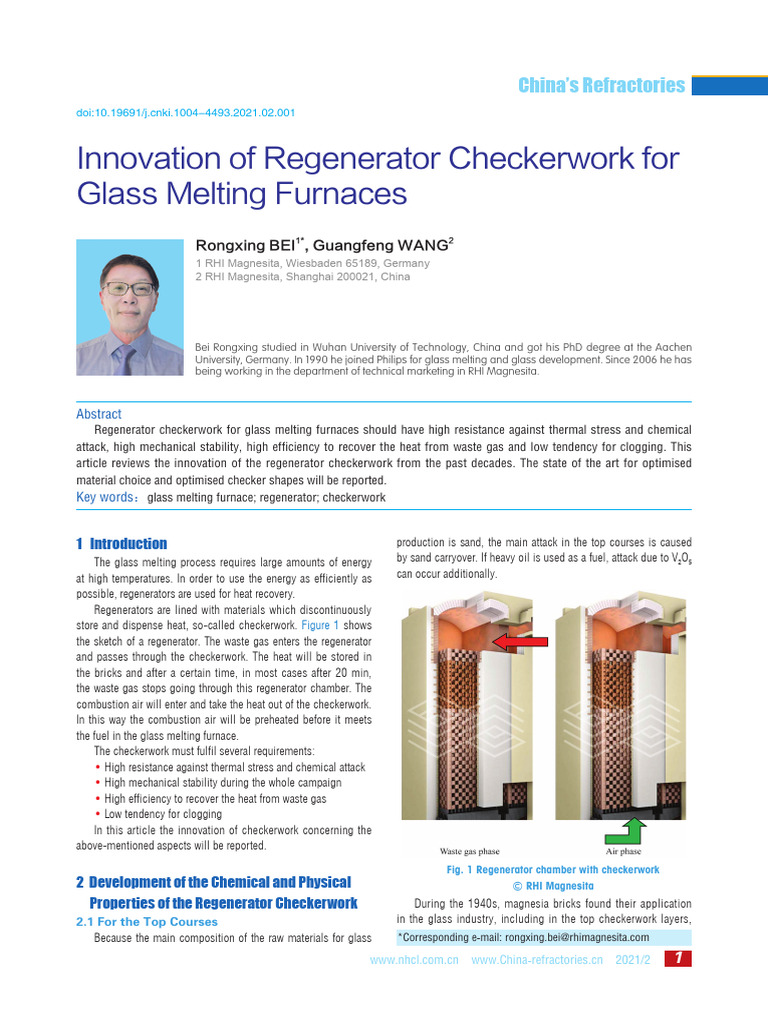 2021 Innovation of Regenerator Checkerwork For Glass Melting Furnaces ...