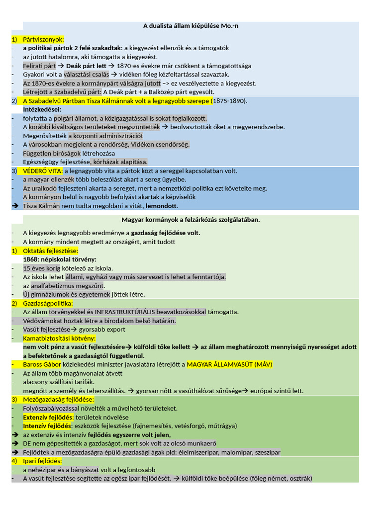 A Dualista Állam Kiépülése | PDF
