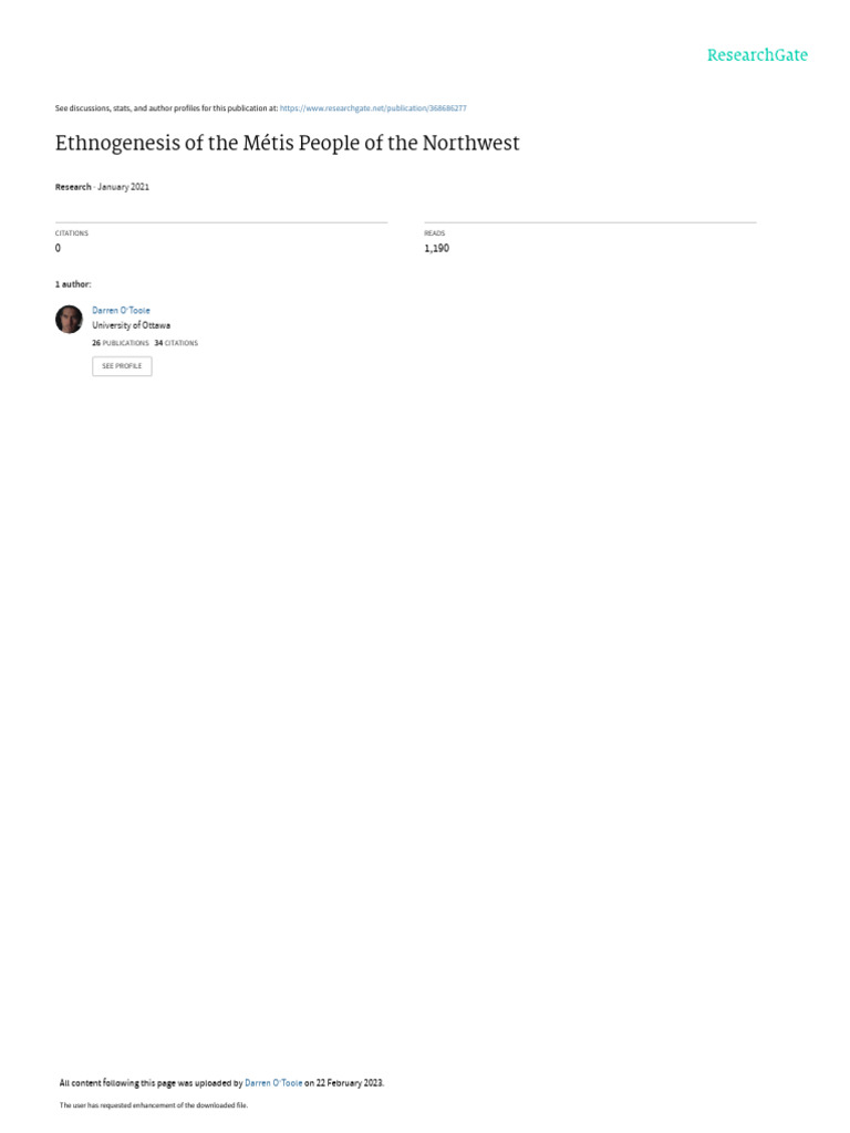 Métis Ethnogenesis and Nationhood | PDF | Métis