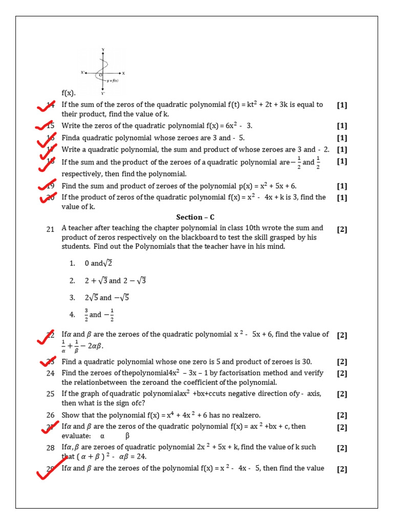 Class X-Maths-Polynomials | PDF | Polynomial | Zero Of A Function