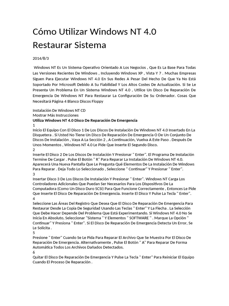 Cómo Utilizar Windows NT 4 | PDF | Microsoft Windows | Windows Nt