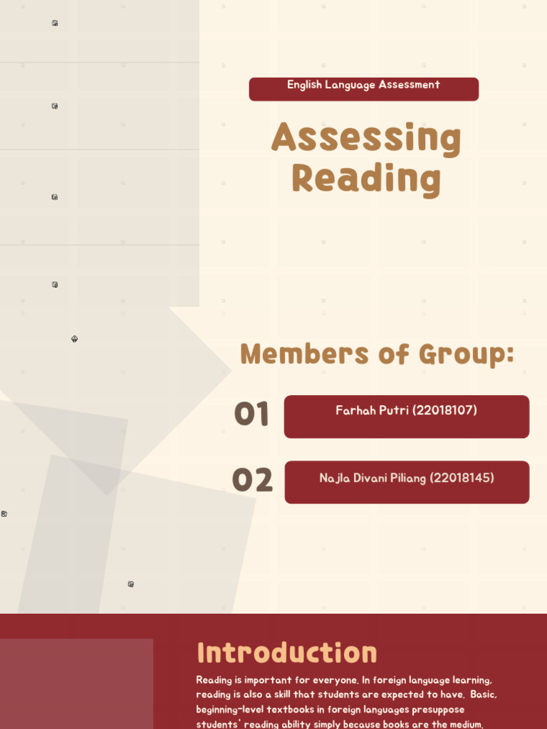 ASSESSING READING | PDF | Reading Comprehension | Learning