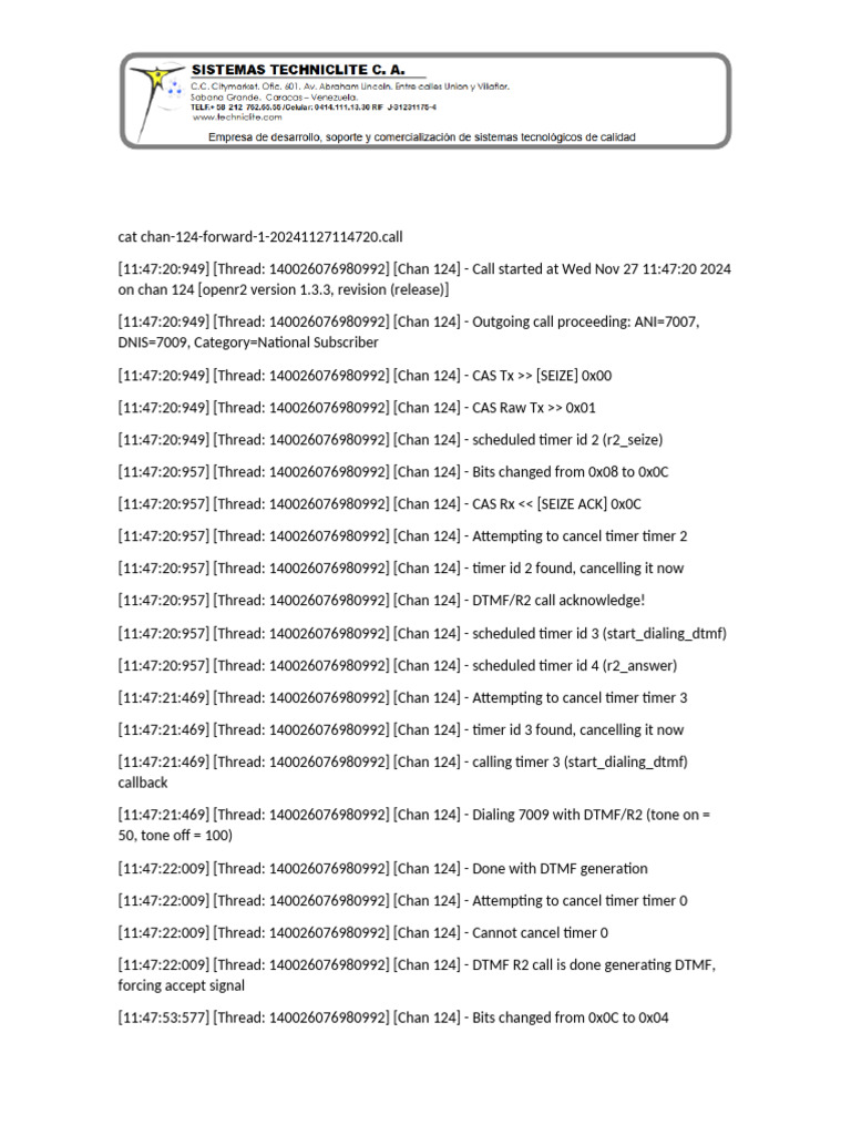Techniclite Prueba de Llamada Saliente en Asterisk DTMF-R2 | PDF