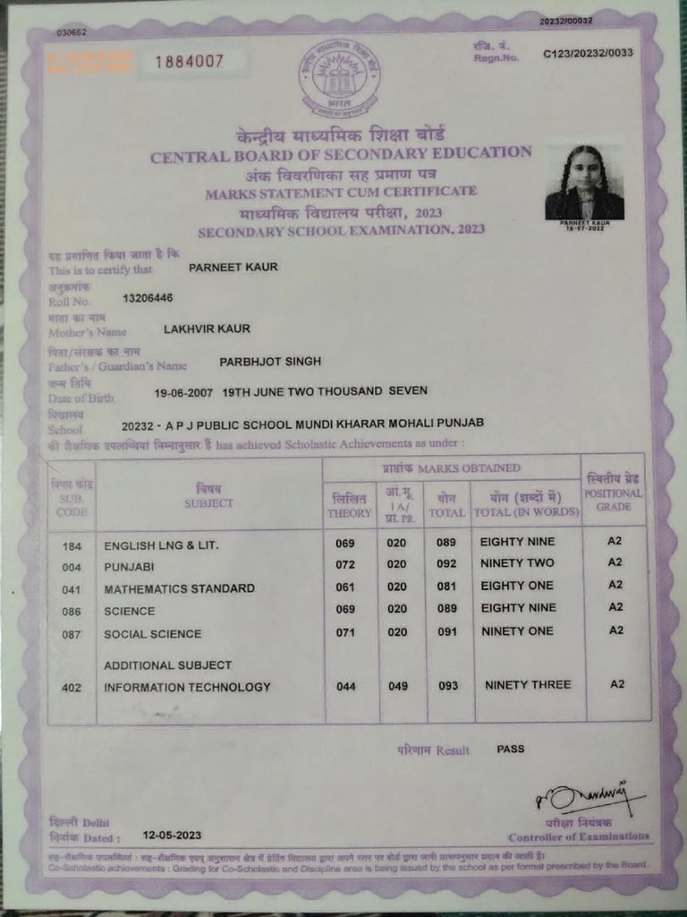 Class X Certificate | PDF