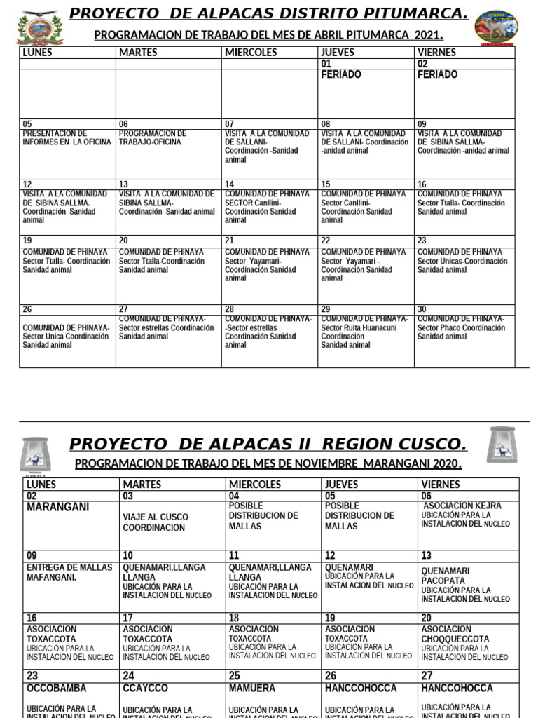Programaciones de Trabajo | PDF
