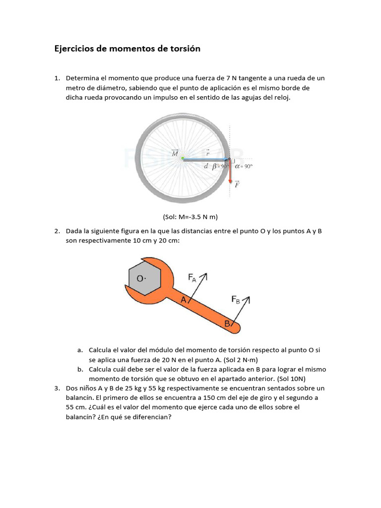 Ejercicios Tema 3. Ejercicios Momentos Torsion | PDF