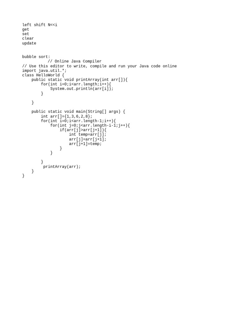 Java Bubble Sort Example Code | PDF