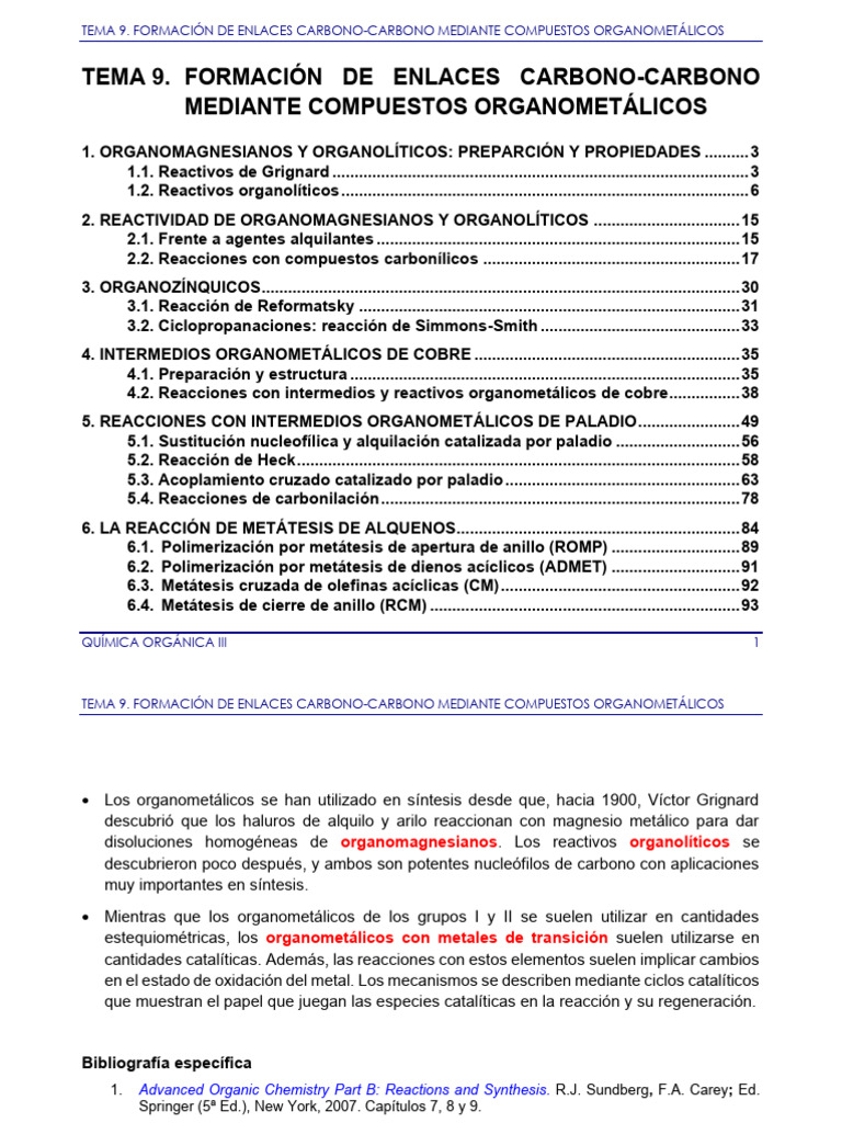 T09 Formación de enlaces C-C mediante compuestos organometálicos(3) | PDF | Cetona | Alqueno