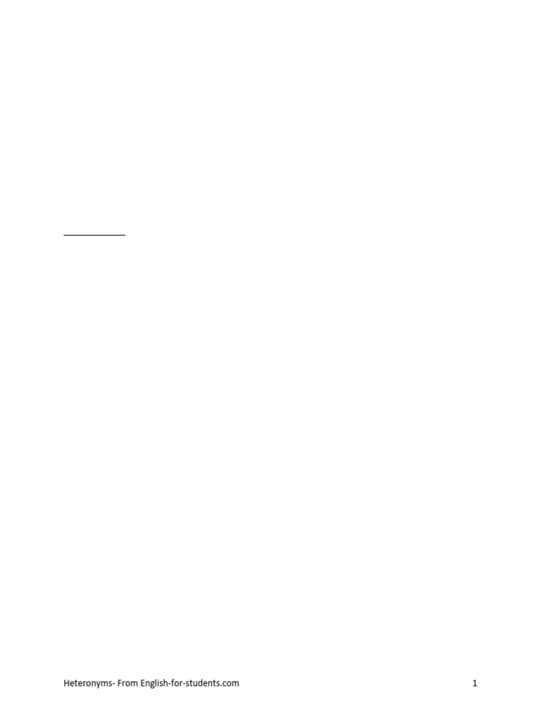 Understanding Heteronyms in English | PDF | Linguistics | Linguistic ...