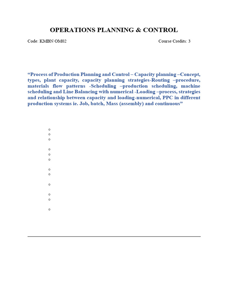Unit 2 opc -notes | PDF | Scheduling (Production Processes) | Supply Chain