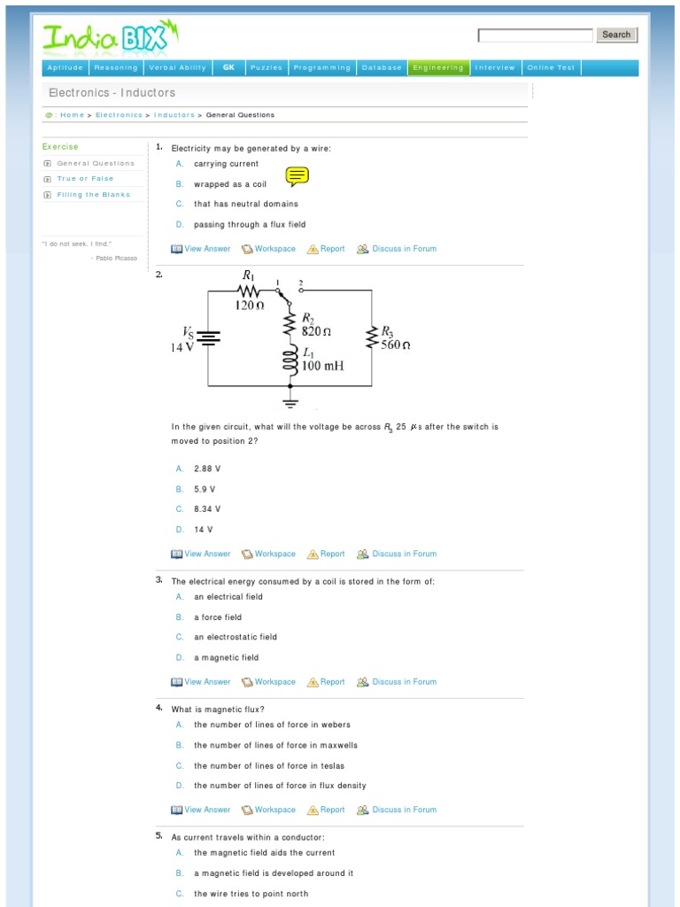 Electronics Inductors A B C D Pdf Inductor Inductance