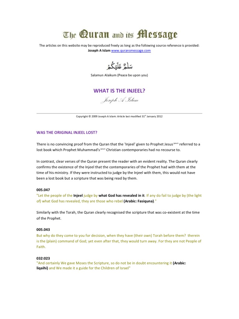 What Is The Injeel? | PDF | Quran | Islam