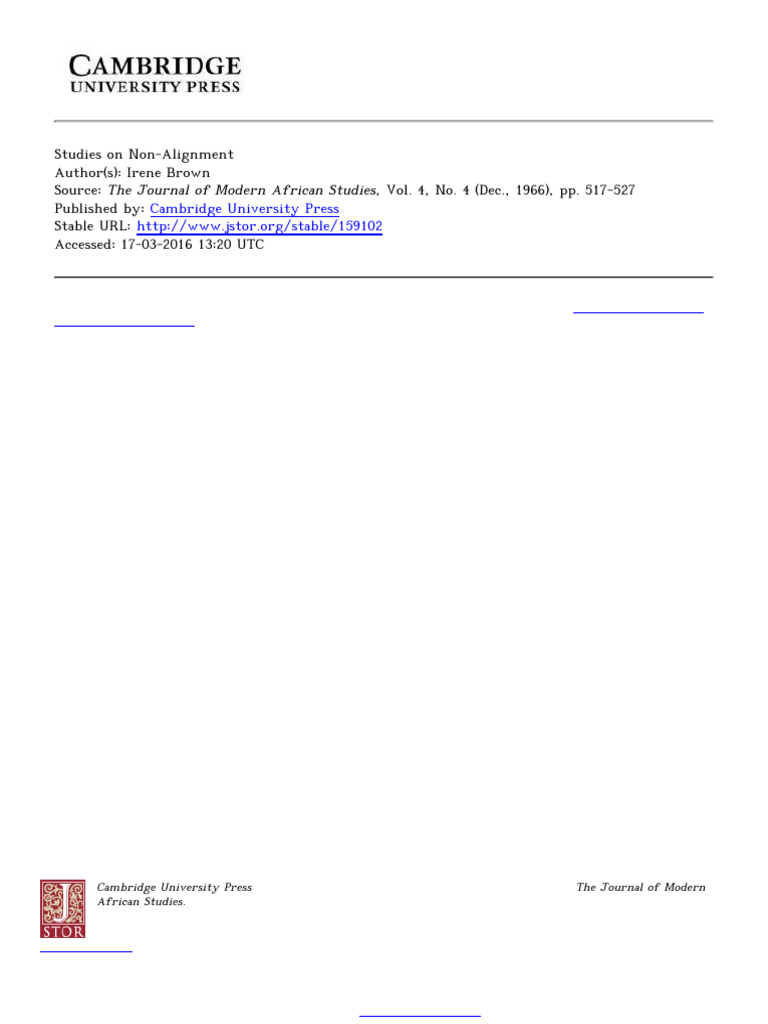 Studies On Non Alignment | PDF | Non Aligned Movement | Nationalism