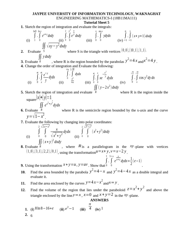 Tutorial Sheet 5 | PDF | Area | Geometric Shapes