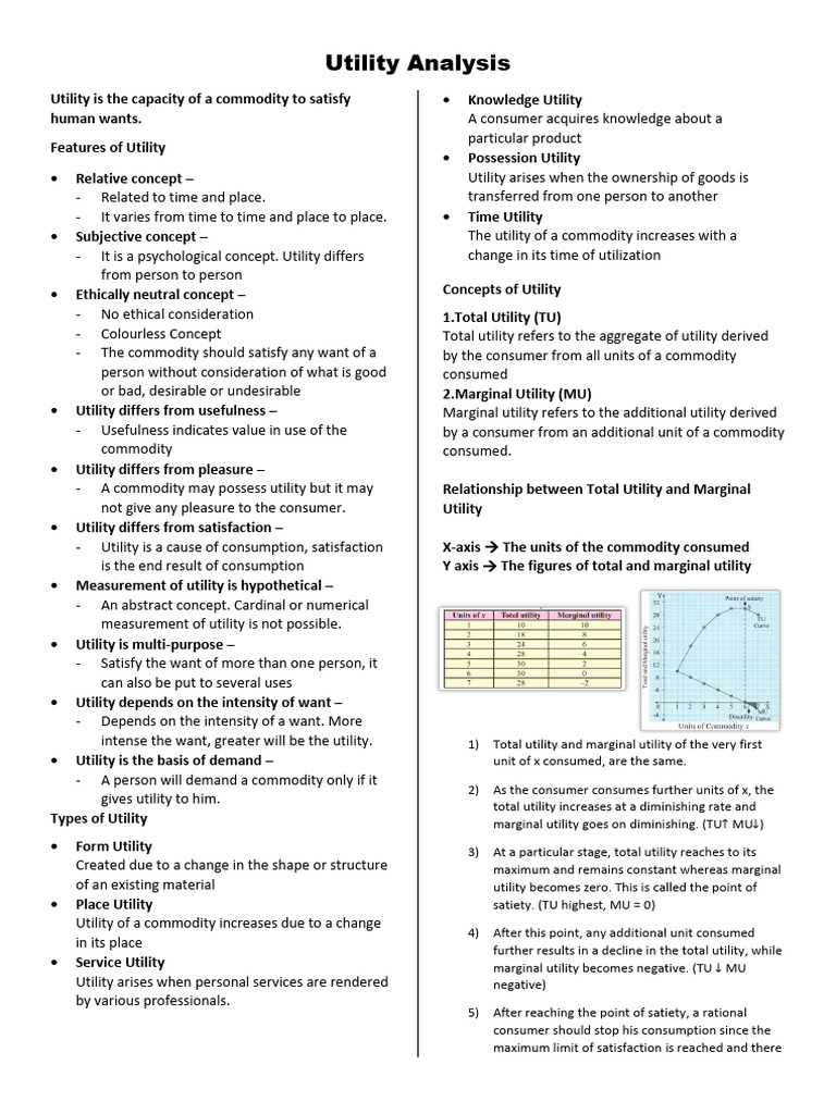 2.utility Analysis Notes | PDF | Utility | Marginal Utility