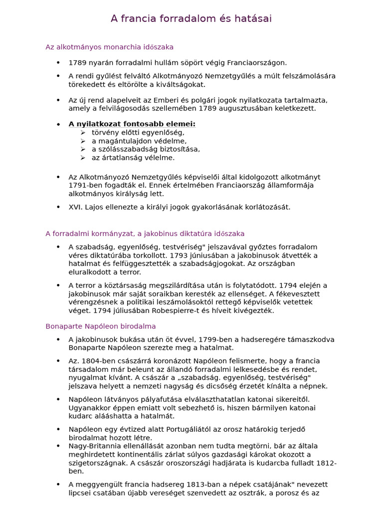 A Francia Forradalom És Hatása | PDF