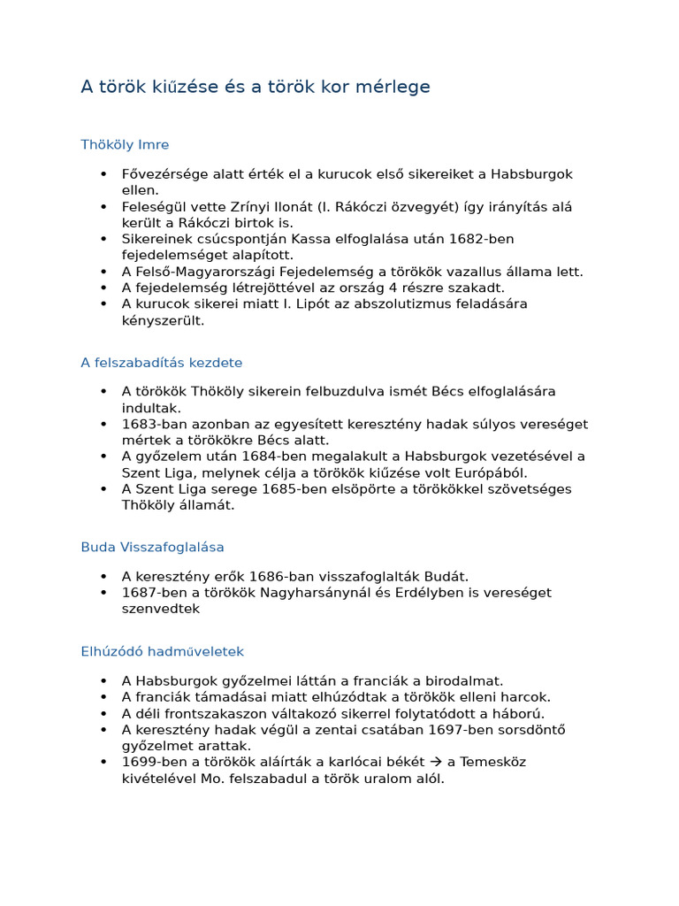A Török Kiűzése És A Török Kor Mérlege | PDF