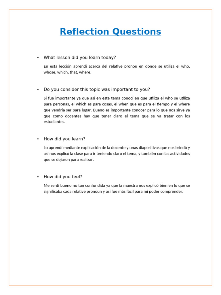 4.reflection Questions | PDF