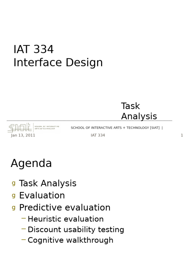 IAT334-Lec02-TaskAnalysis | PDF | Hierarchy | Usability