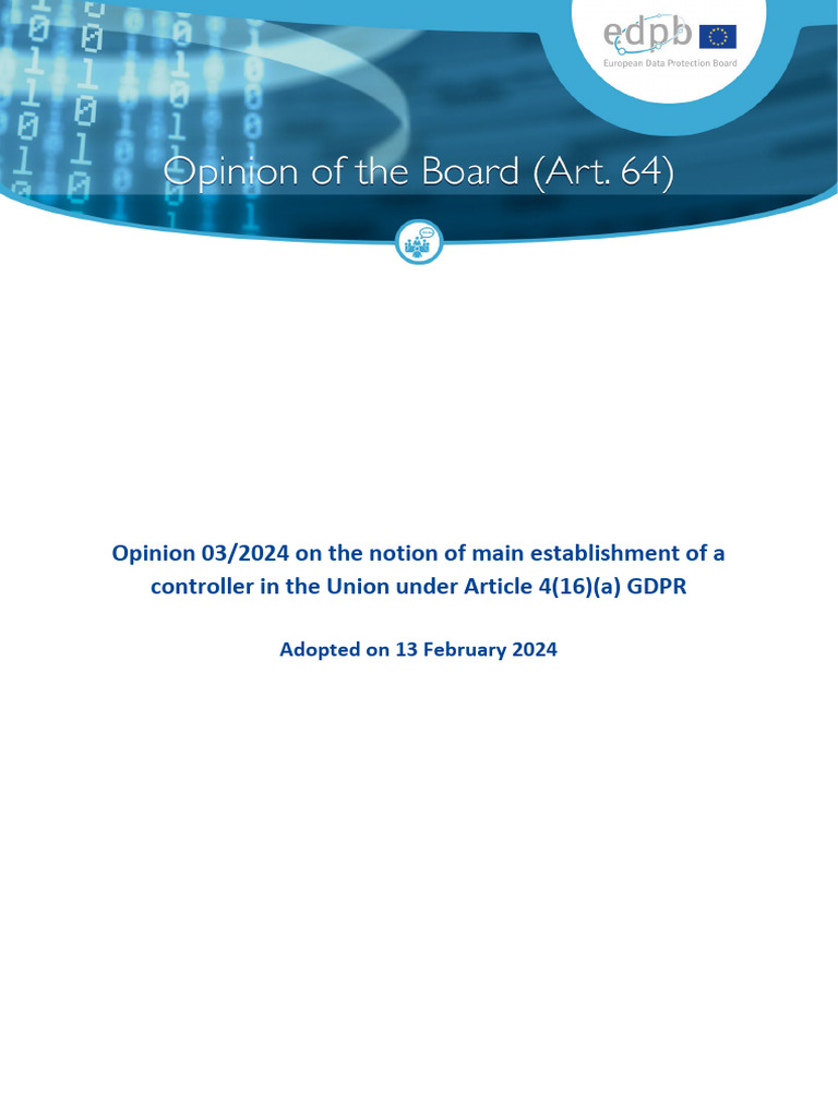 Main Establishment Criteria in GDPR | PDF | Justice | Crime & Violence
