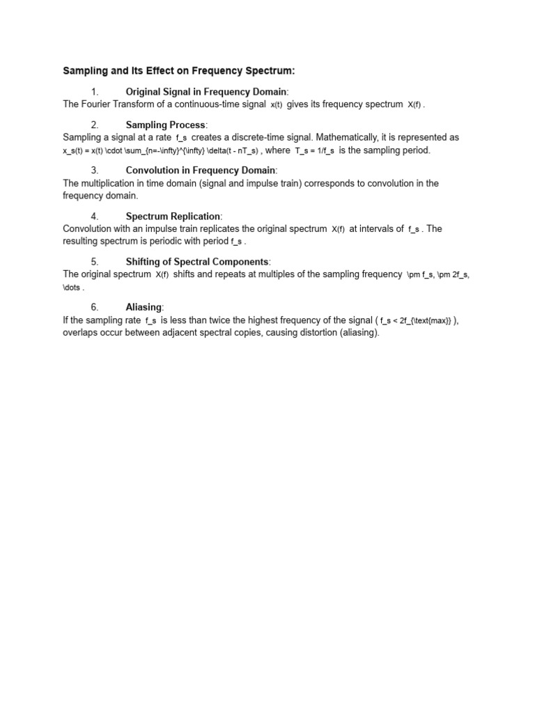 Sampling and Its Effect On Frequency Spectrum | PDF