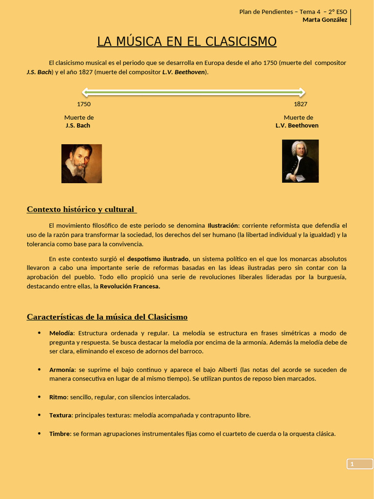 Música del Clasicismo: Características y Compositores | PDF | Periodo ...