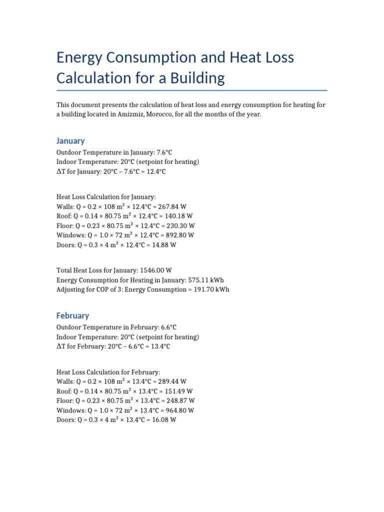 Heating Energy Consumption Calculations All Months | PDF | Heat | Heat ...
