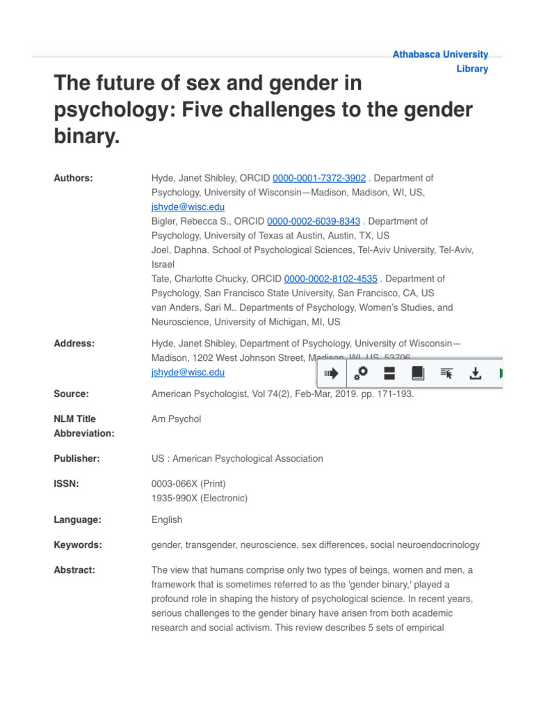 The Future of Sex and Gender in Psychology - Five Challenges To The ...