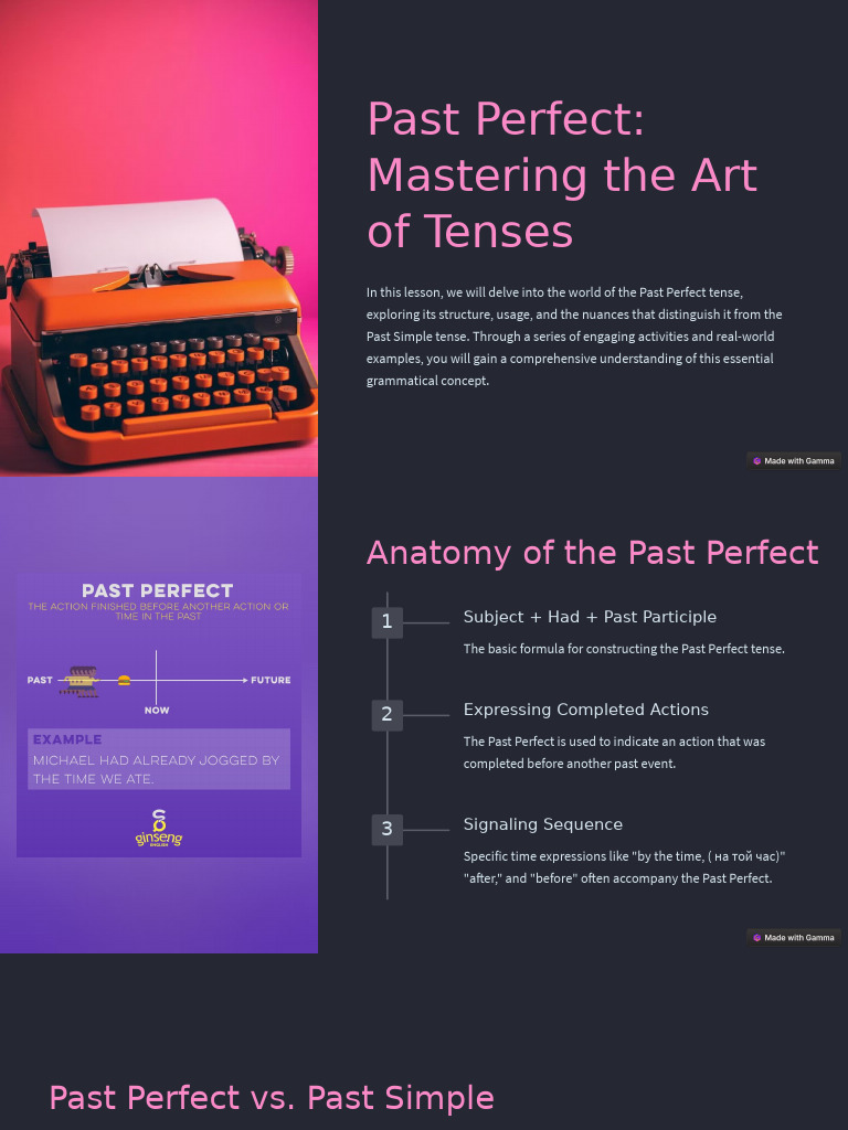 Past Perfect Mastering The Art of Tenses | PDF | Perfect (Grammar ...