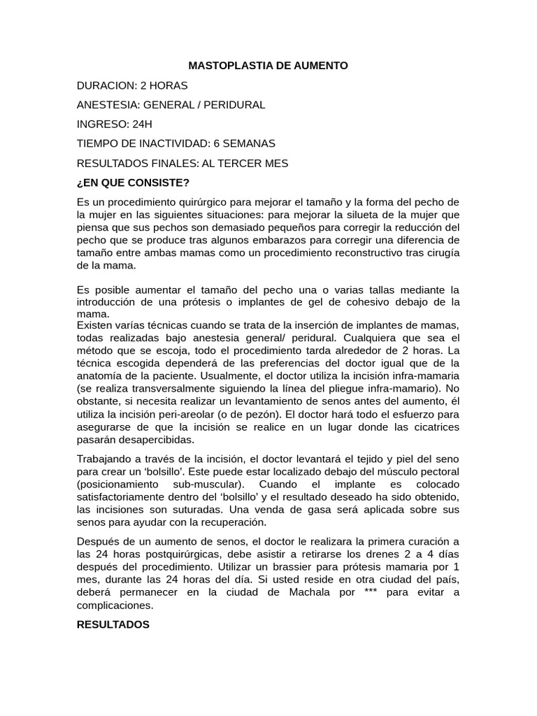 Guía de Cirugías Estéticas Comunes | PDF | Pecho | Cirugía