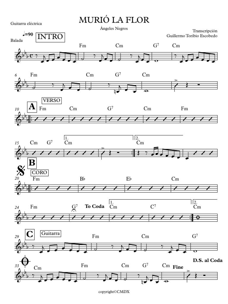 ÁNGELES NEGROS - MURIÓ LA FLOR CIRANO - Partitura Completa | PDF