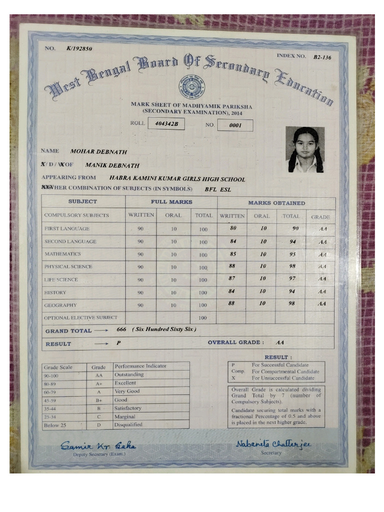 10th Marksheet | PDF
