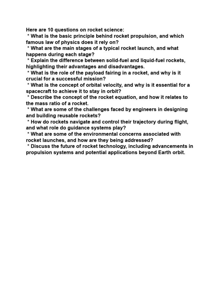 Rocket Science: 10 Key Questions | PDF