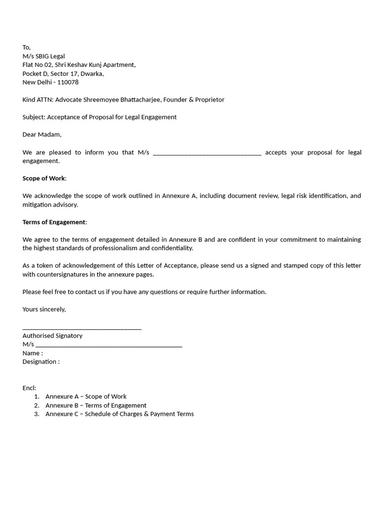 Draft Letter of Acceptance - Rev00 | PDF | Damages | Legal Liability