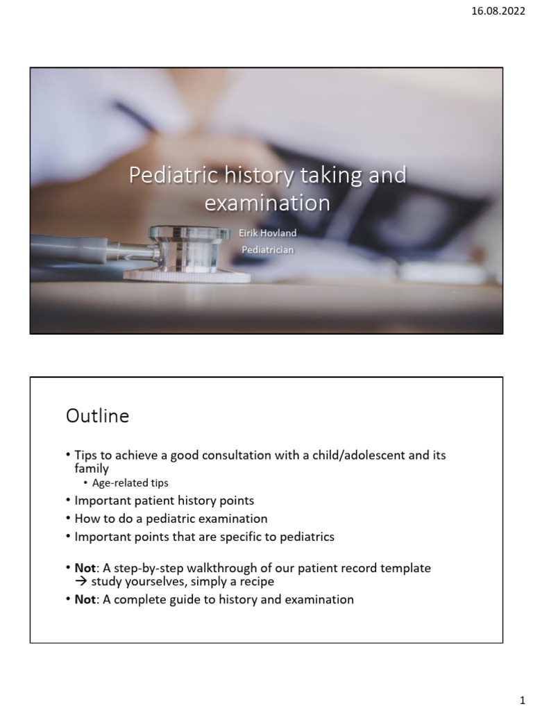 Pediatric History Taking and Examination Aug 22 | PDF | Infants ...