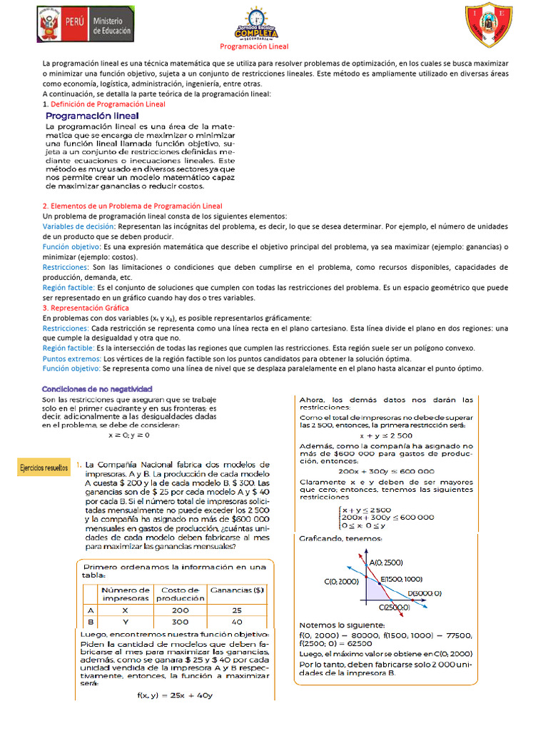 Programacion Lineal | PDF | Programación lineal
